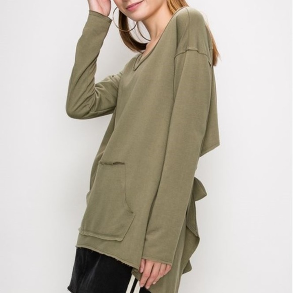 Tops | Long Sleeve Open Back Top With Tie | Poshmark